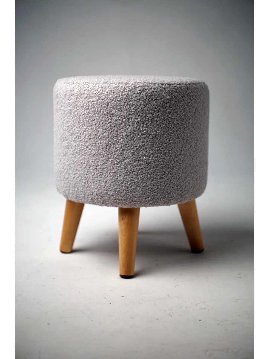 Пуф букле круглый мягкий на ножках в прихожую и спальню