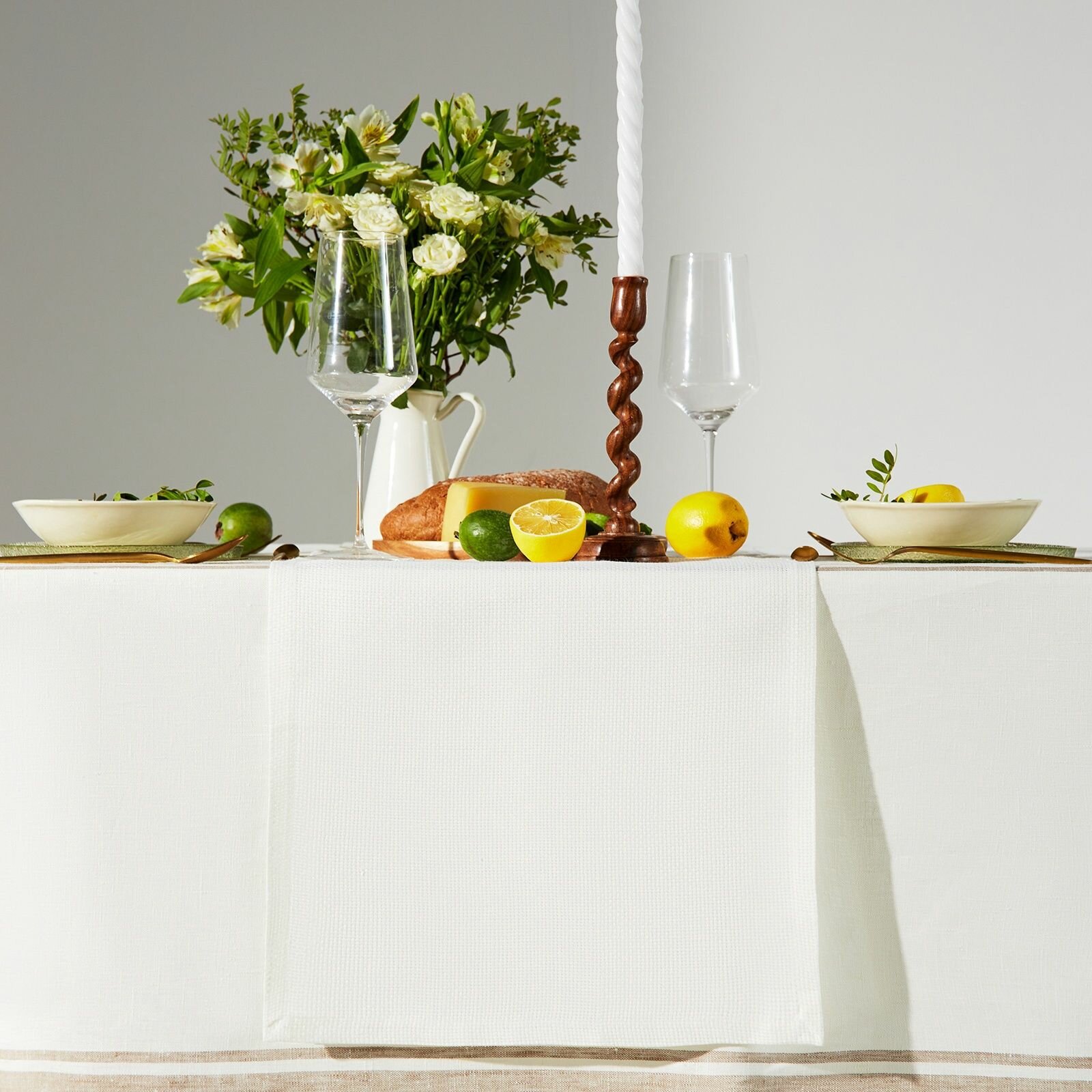 Скатерть дорожка на стол, льняная, 40х146 см