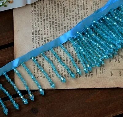 Бахрома из полиэстера/нейлона для рукоделия 45 м sky blue