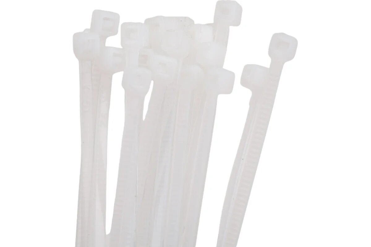 HLT Кабельная стяжка хомут 200x2.5 мм нейлон белый, упаковка 100 шт, для электропроводки