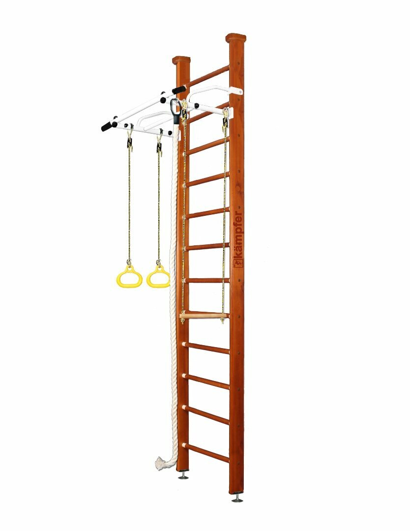 Шведская стенка Кемфер Хелена ( в распор) (№4 Вишневый Высота 3 м белый турник)