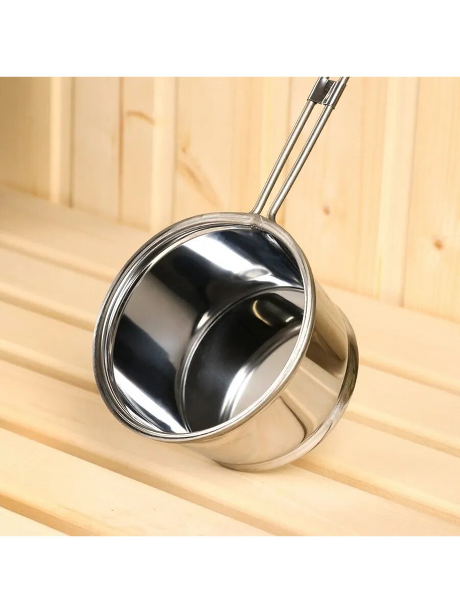 Стальной ковш для бани с деревянной ручкой 0.4л