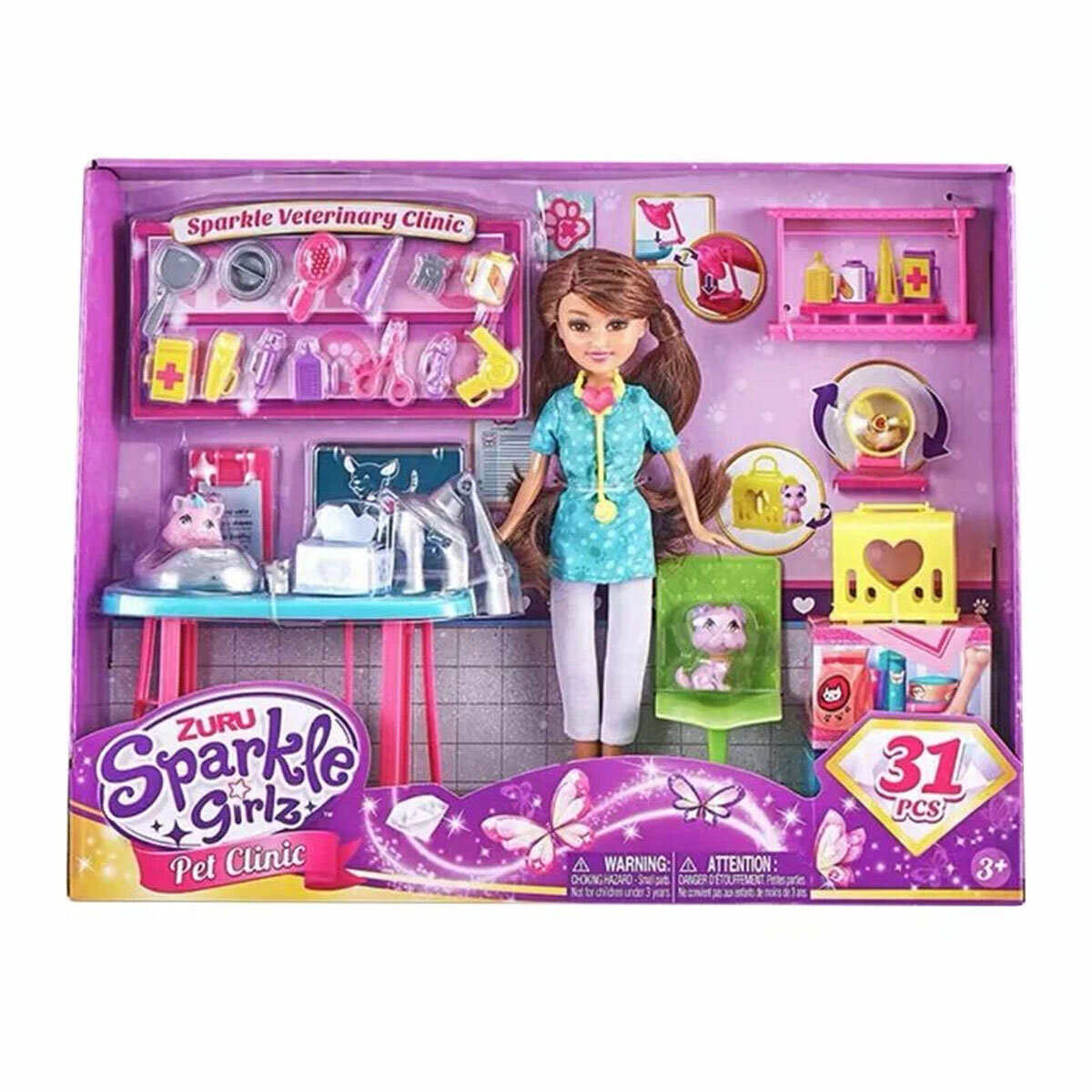 Sparkle Girlz Pet Clinic Sparkle Veterinary Clinic/ Детская модная кукла pet doctor Набор игрушек