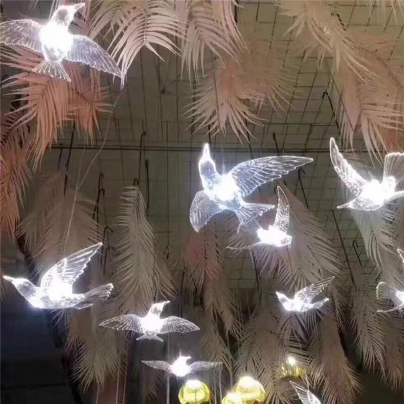 Декоративные светящиеся птицы White Light, 10 шт