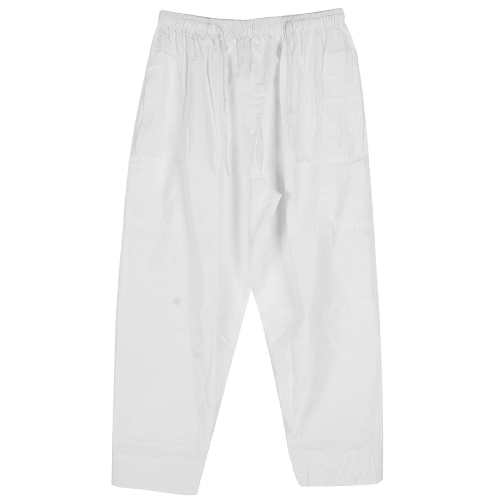 Мужские мусульманские брюки из полиэстера и хлопка, свободный стиль с резинкой на талии, афганские брюки, одежда (белый L)