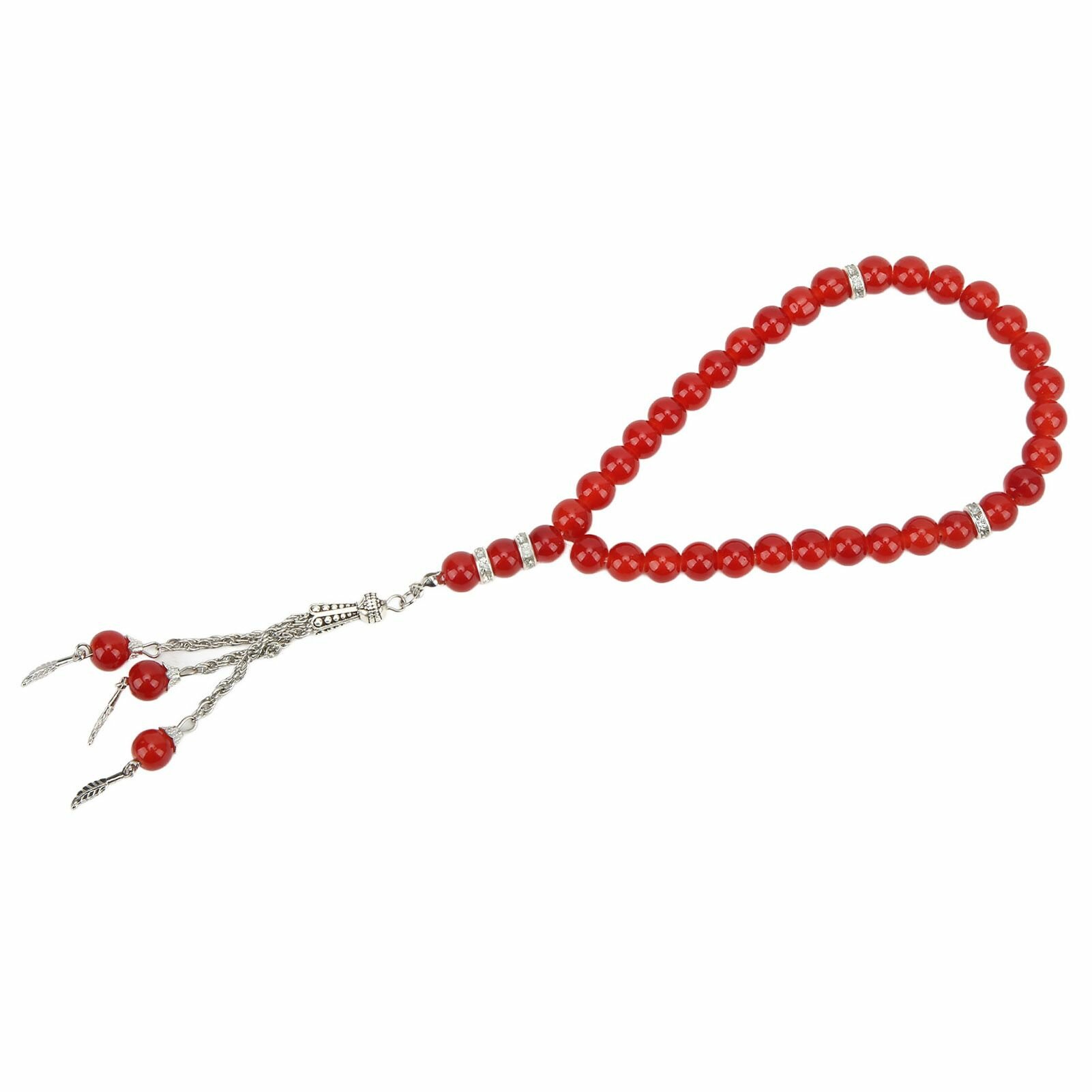 Мусульманские четки красные 33 бусины яркие красивые изысканные глянцевые элегантные четки тасбих для поклонения