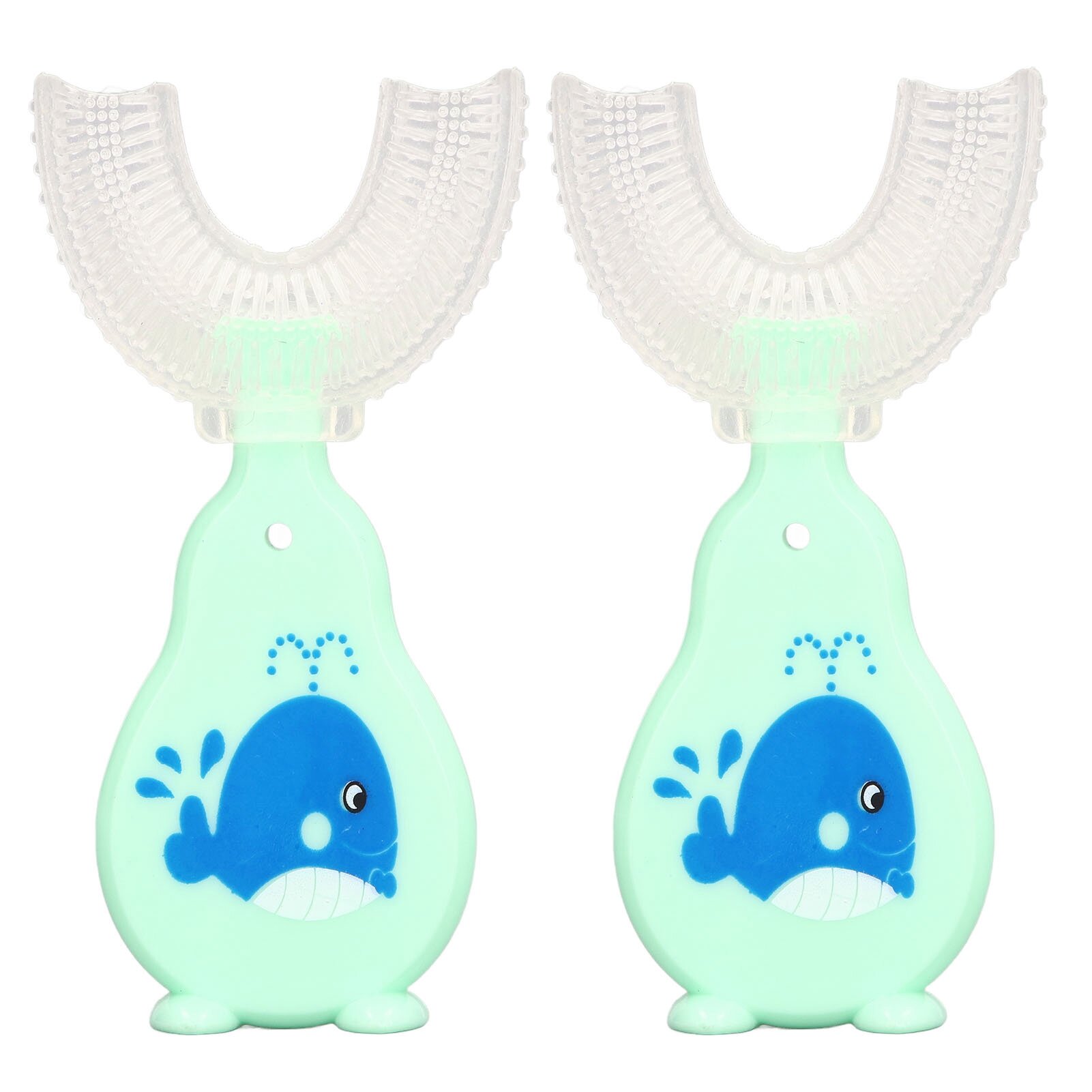 2 шт U-образная зубная щетка пищевая мягкая силиконовая ручная обучающая зубная щетка 360 градусов для чистки полости рта для ребенка L от 6 до 12 лет