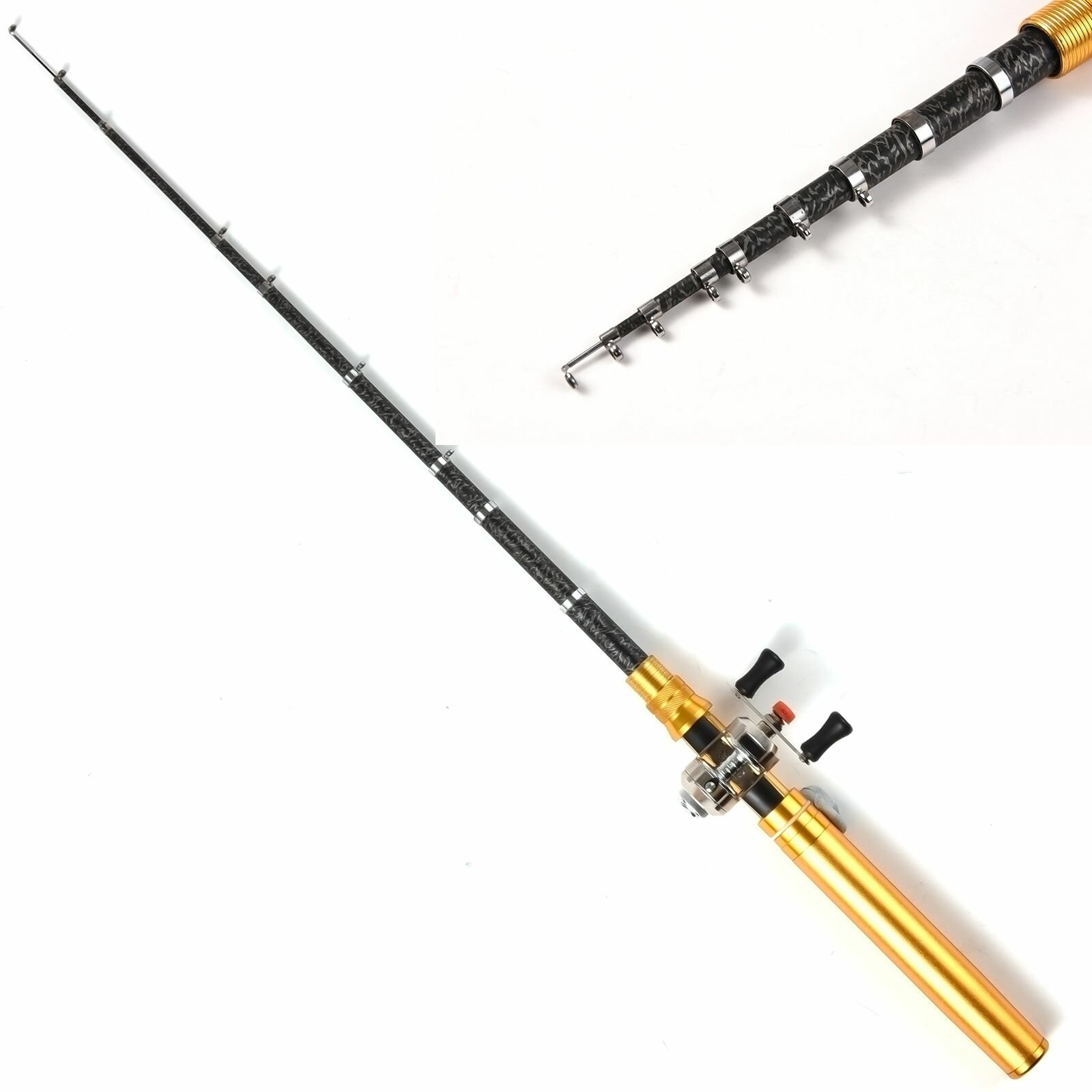Портативная карманная телескопическая 1,95 м мини-удочка в форме ручки и рыболовная катушка в комплекте