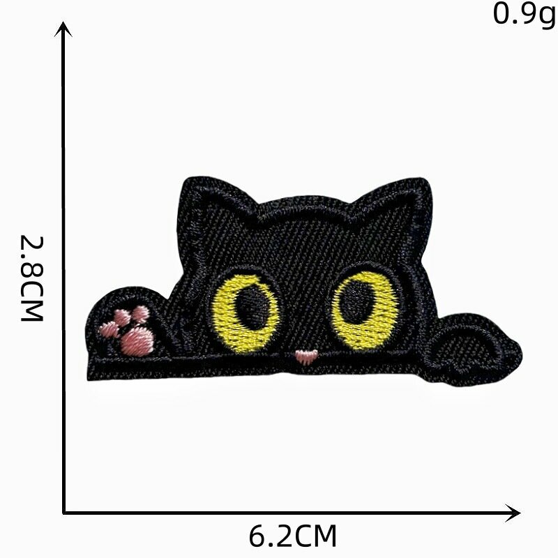 Наклейки-заплатки F27 "Котик", вышитые, тканевые, для ремонта, для детского пуховика
