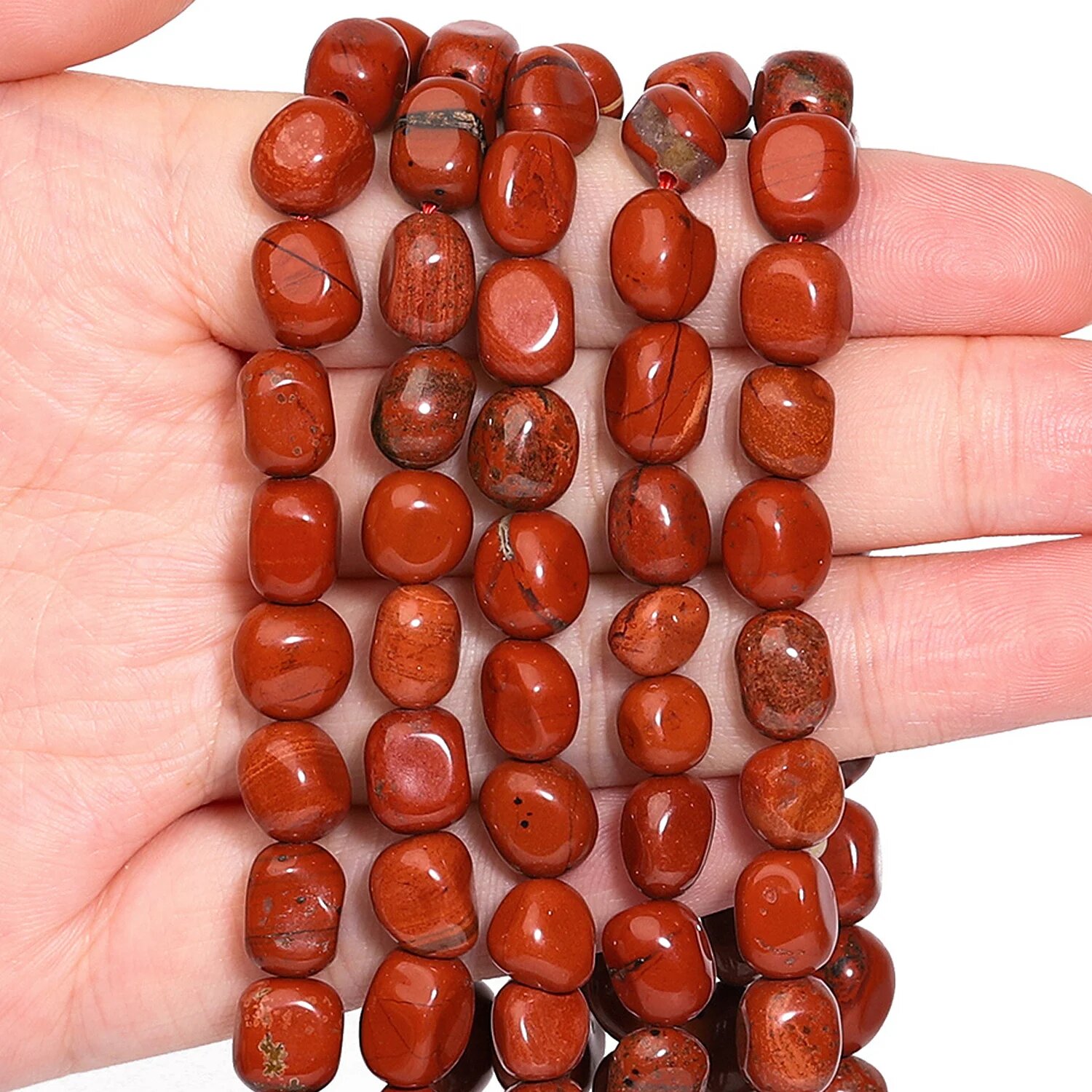 Бусины из красного яшмы, розового кварца и индийского агата nociuciu Коричневый, red jasper