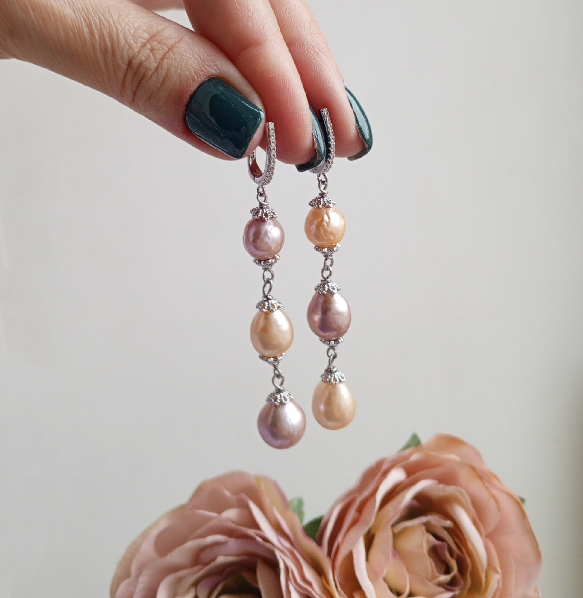 Серьги с подвесками, жемчуг культивированный, жемчуг пресноводный культивированный, жемчуг пресноводный