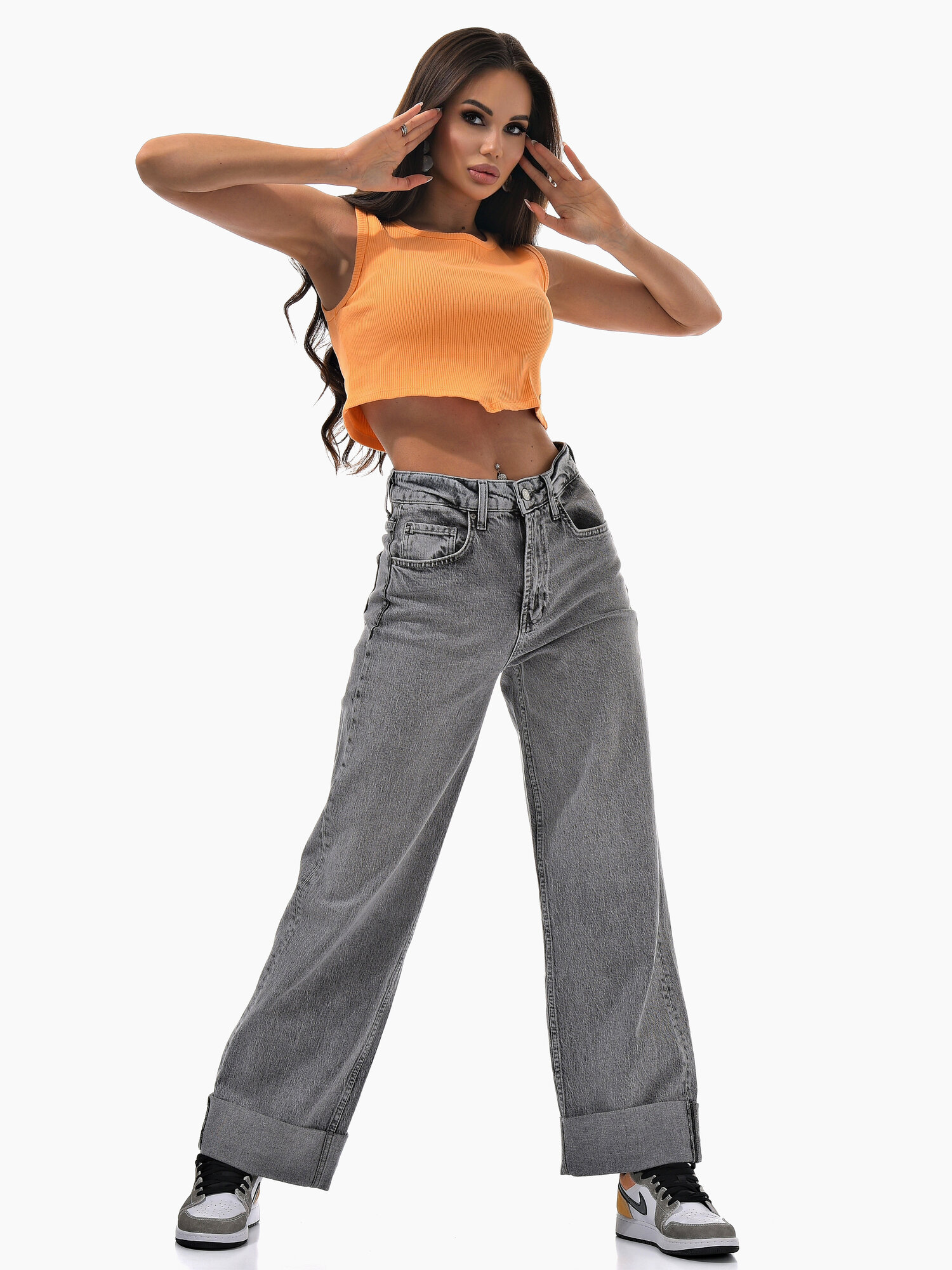 Джинсы Женские джинсы с подворотом 