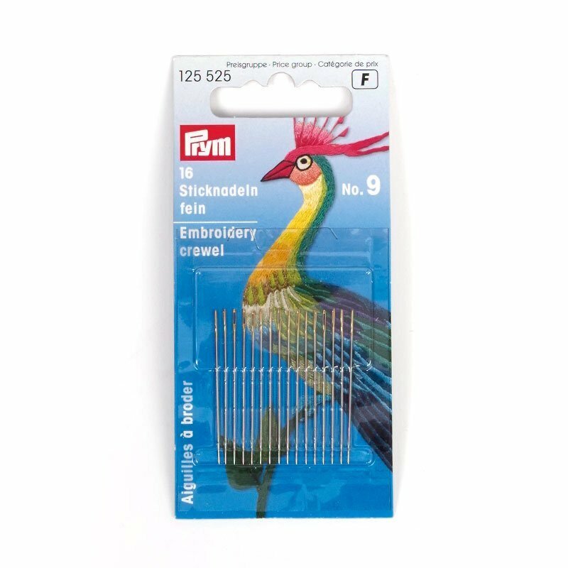 Иглы для вышивания PRYM ручные, с большим ушком, тонкие, №9, 16 шт (PR.125525)