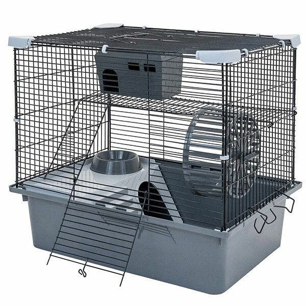 Клетка для грызунов Дарэлл "Eco", Рикки, 2 этажа, разборная, 42х30х40 см, серо-черная