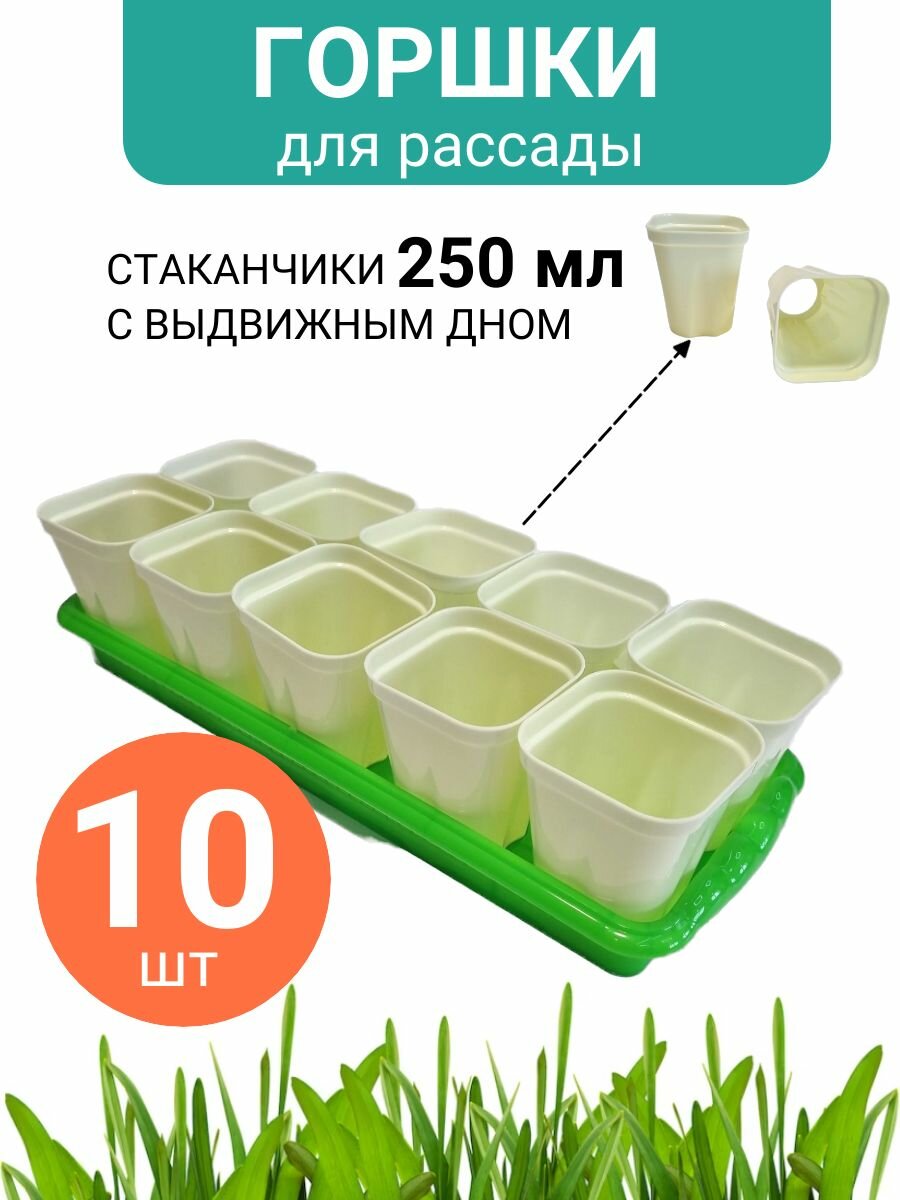 Горшки для рассады и растений с поддоном , 0,25 л - 1 упаковка
