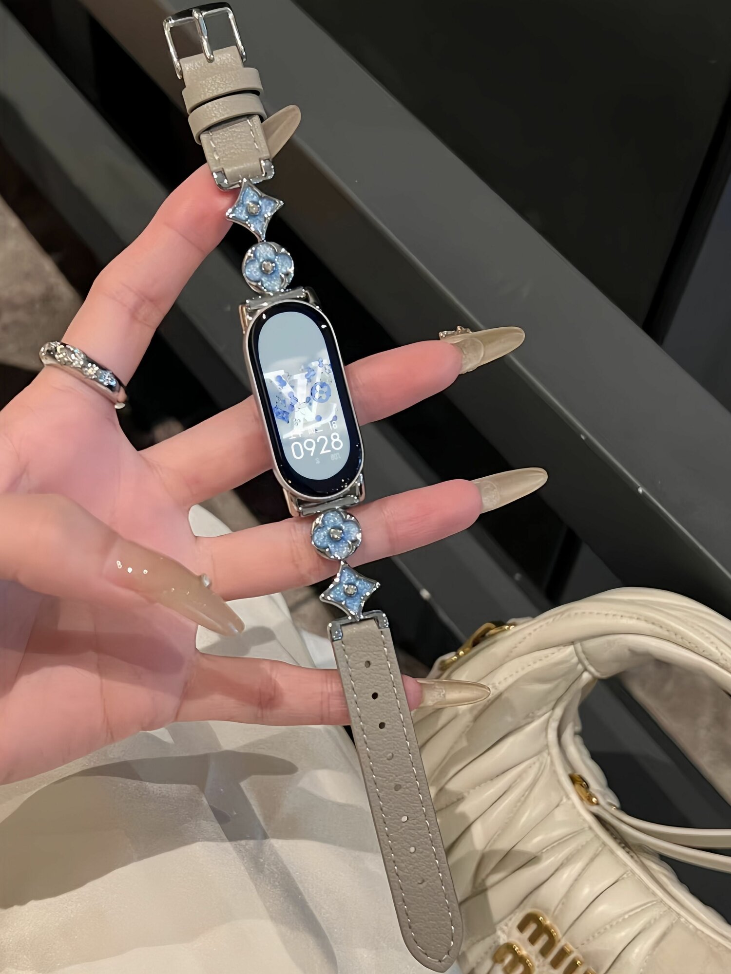 Металлический кожаный ремешок для часов Louis Vuitton, подходит для фитнес-браслета Xiaomi Mi Band 8/9/10 (Xiomi Mi Band 8 9 10), модный ремешок