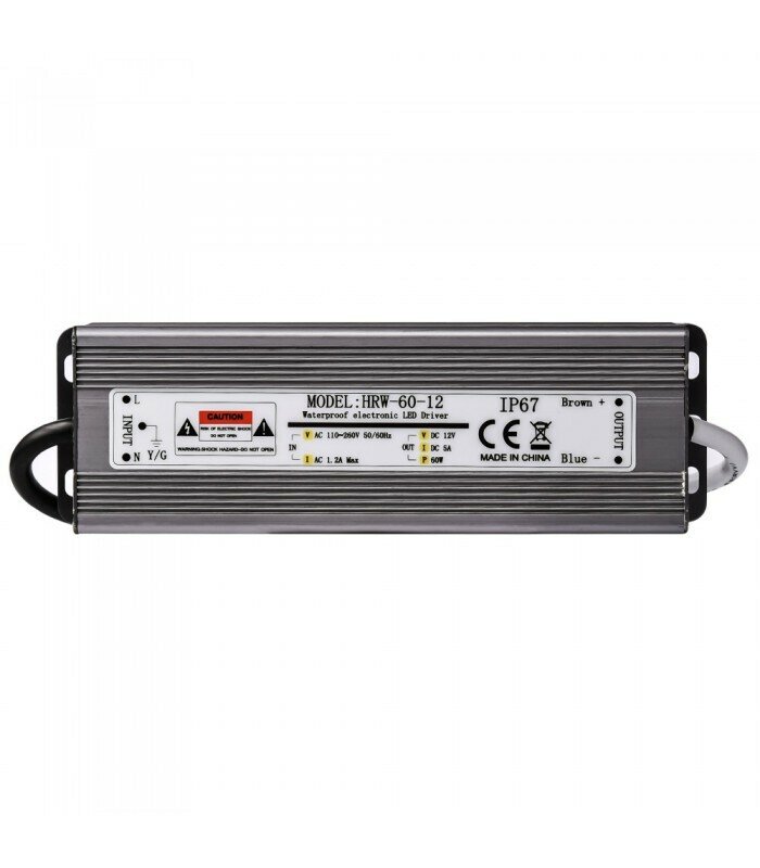 Блок питания 12 Вольт DC. 60 Ватт. алюминиевый, IP67