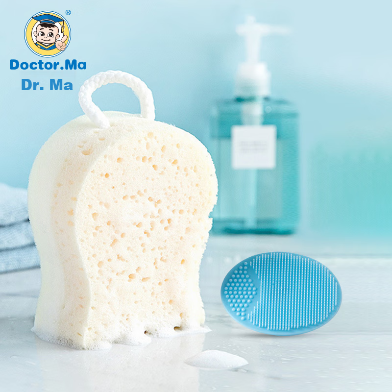 Dr. Ma Baby Bath Sponge, Hair Washing Brush, Silicone Baby Bathing Tool, Children's Bath Sponge + Hair Washing Brush