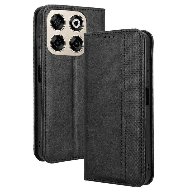 Премиальный элитный чехол-книжка MyPads «Caso retrò» для Nubia V70 Design из качественной импортной кожи с мульти-подставкой и визитницей «Ретро», .