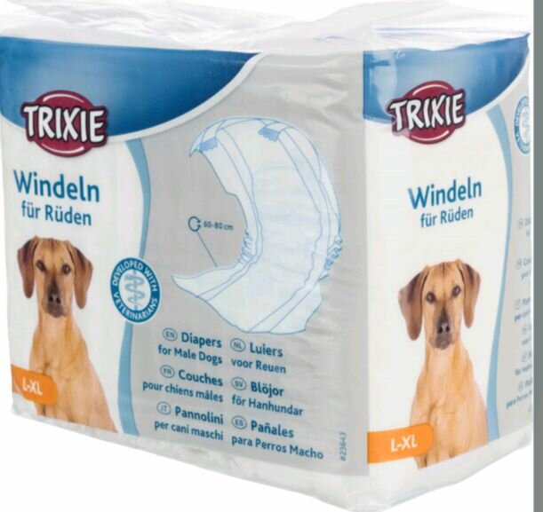 Trixie подгузники для кобелей L-XL, обхват талии 60-80 см 12 шт