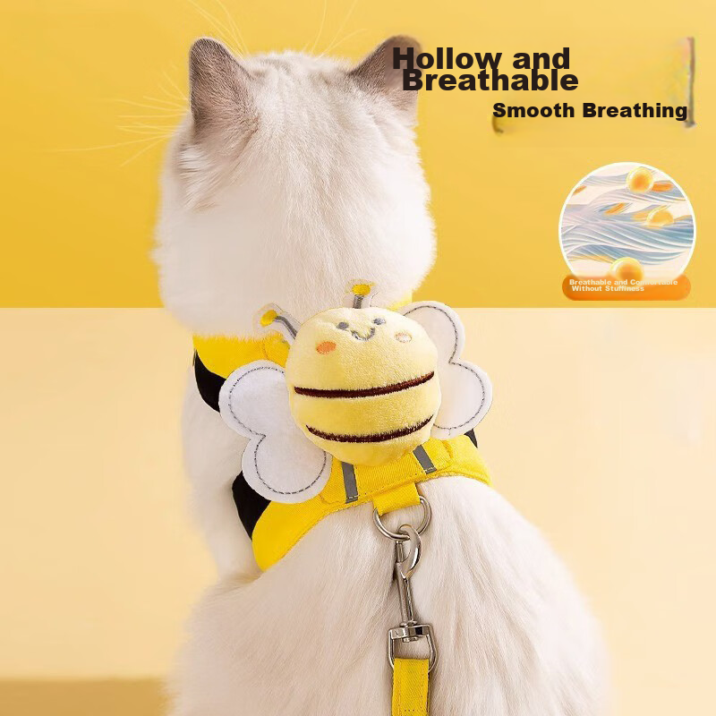 Huanchong Pet Cat Leash, Cat Harness, Cat Walking Rope, Cat Escape Prevention Vest, Pet Anti-Escape Escape Harness Chain