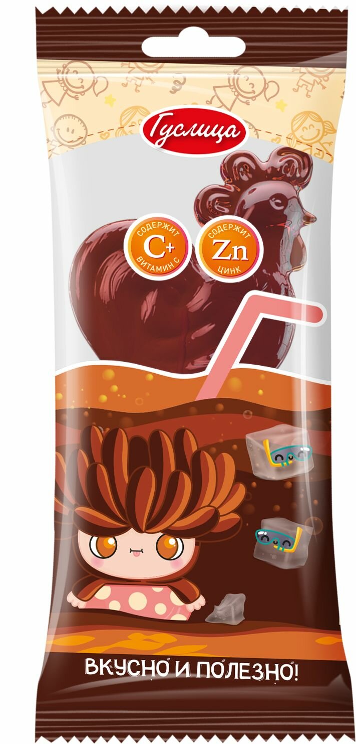 Петушок, Леденцовая карамель с Цинком и витамином С, со вкусом колы 17 г, 1 шт.