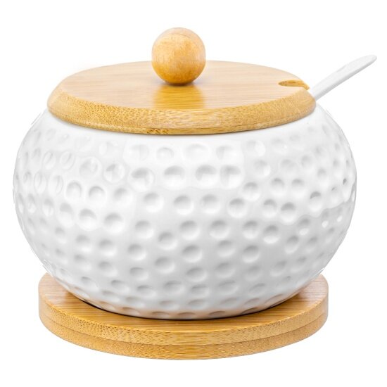Сахарница с ложкой Elan Gallery "Сфера" на деревянной подставке, 310мл