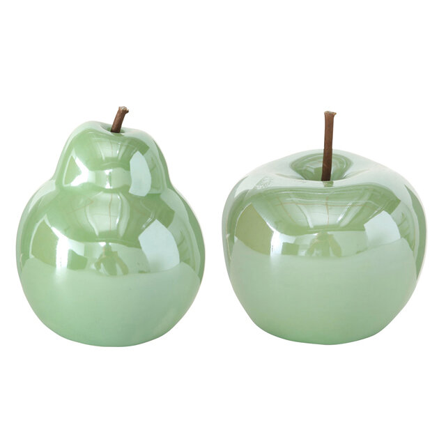 Фарфоровые статуэтки Merly - Яблоко и Груша 11-14 см, 2 шт, зеленые, Boltze, 1006133-набор-2