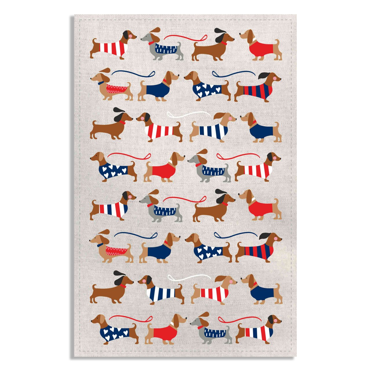 Полотенце кухонное Таксы в джемперах, 39х60 см, хлопок/лен, шелкография на ткани