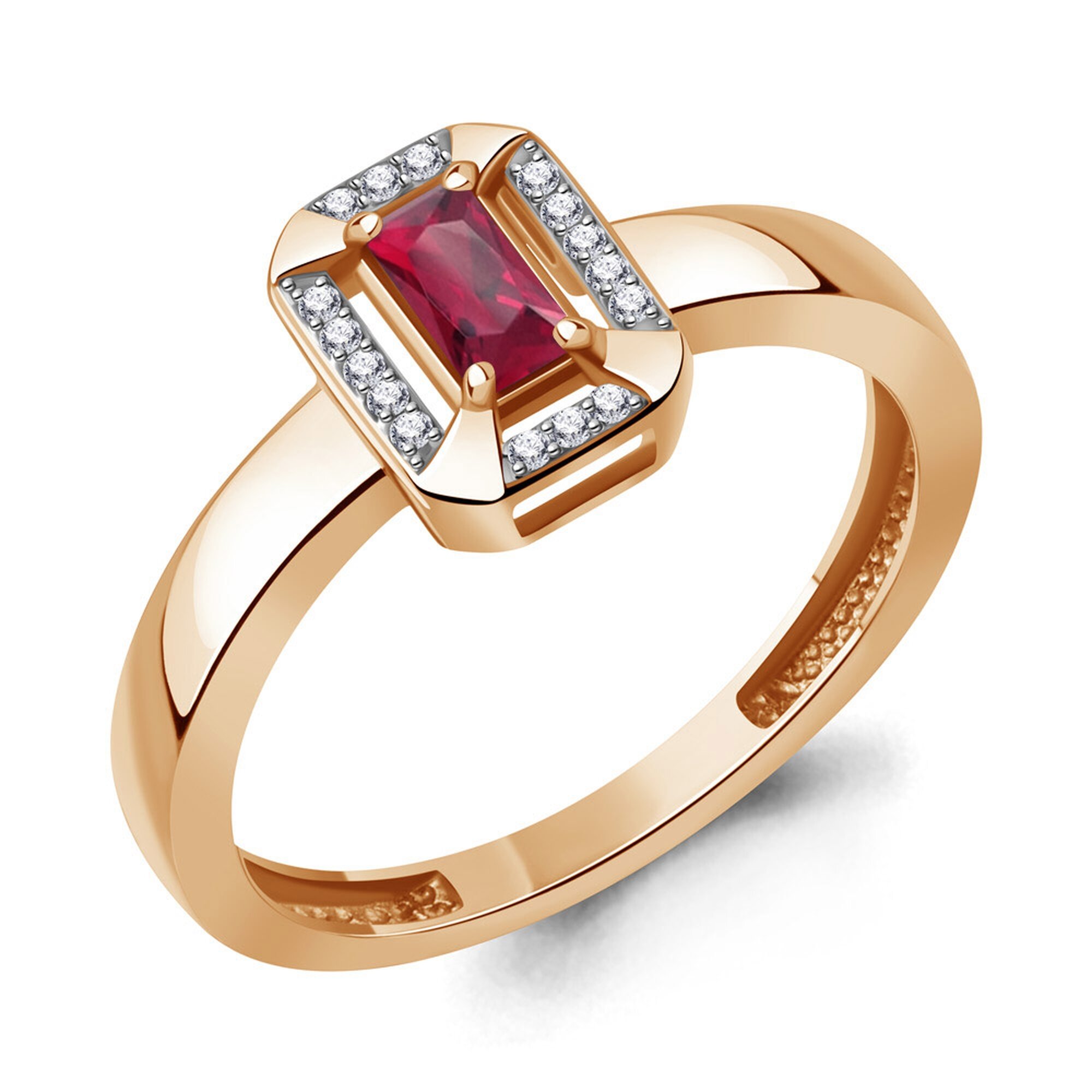 Кольцо, красное золото, 585 проба, бриллиант, рубин
