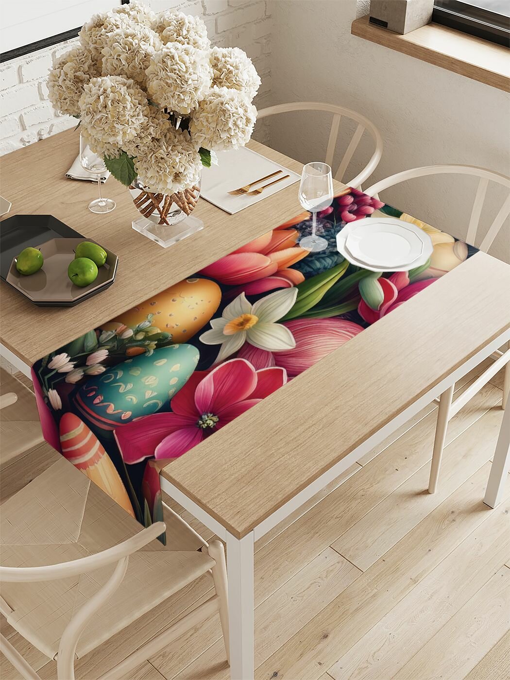 Дорожка водоотталкивающая на стол "Пасхальные мотивы" 145х40 см, JoyArty, серия Пасха