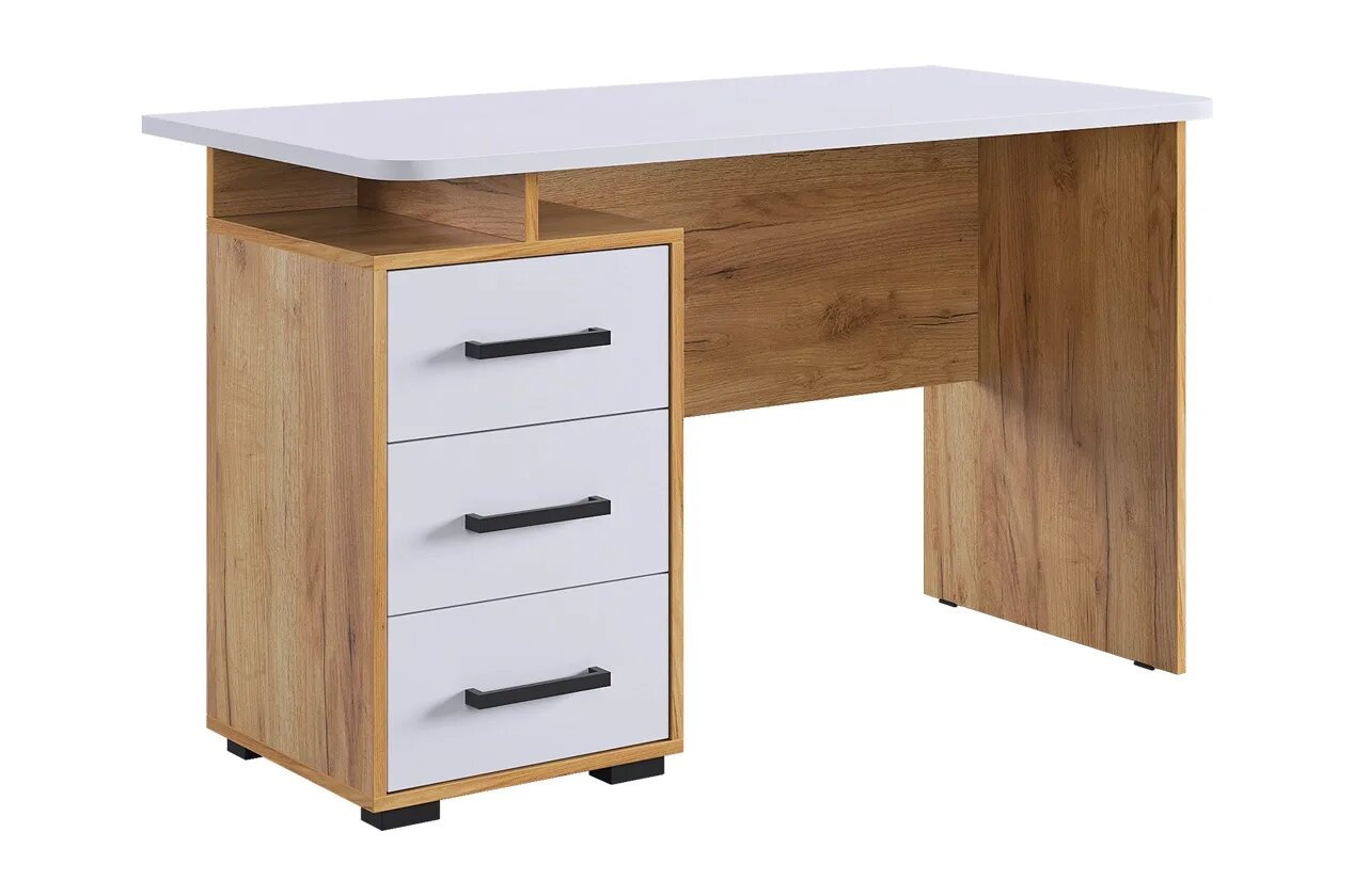 Стол компьютерный «Лайт-2» 1200, дуб крафт золотой/белый (1200х600х750)