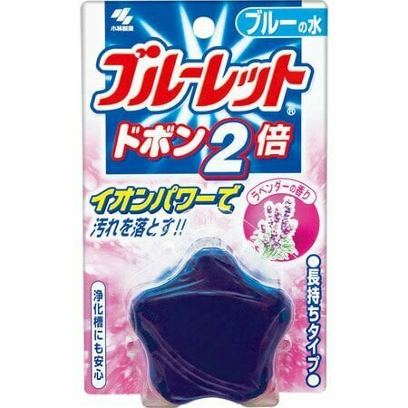 Kobayashi Bluelet Таблетка для бачка унитаза очищающая и дезодорирующая, с эффектом окрашивания воды, аромат лаванды 120 гр.