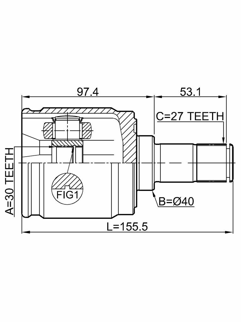 Шрус внутренний левый 30x40x27 HONDA 0311-CRVATLH FEBEST.