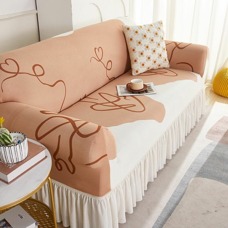 Чехол на диван и 2 кресла с оборкой, диван на резинке, универсальный, чехол для мягкой мебели, комплект