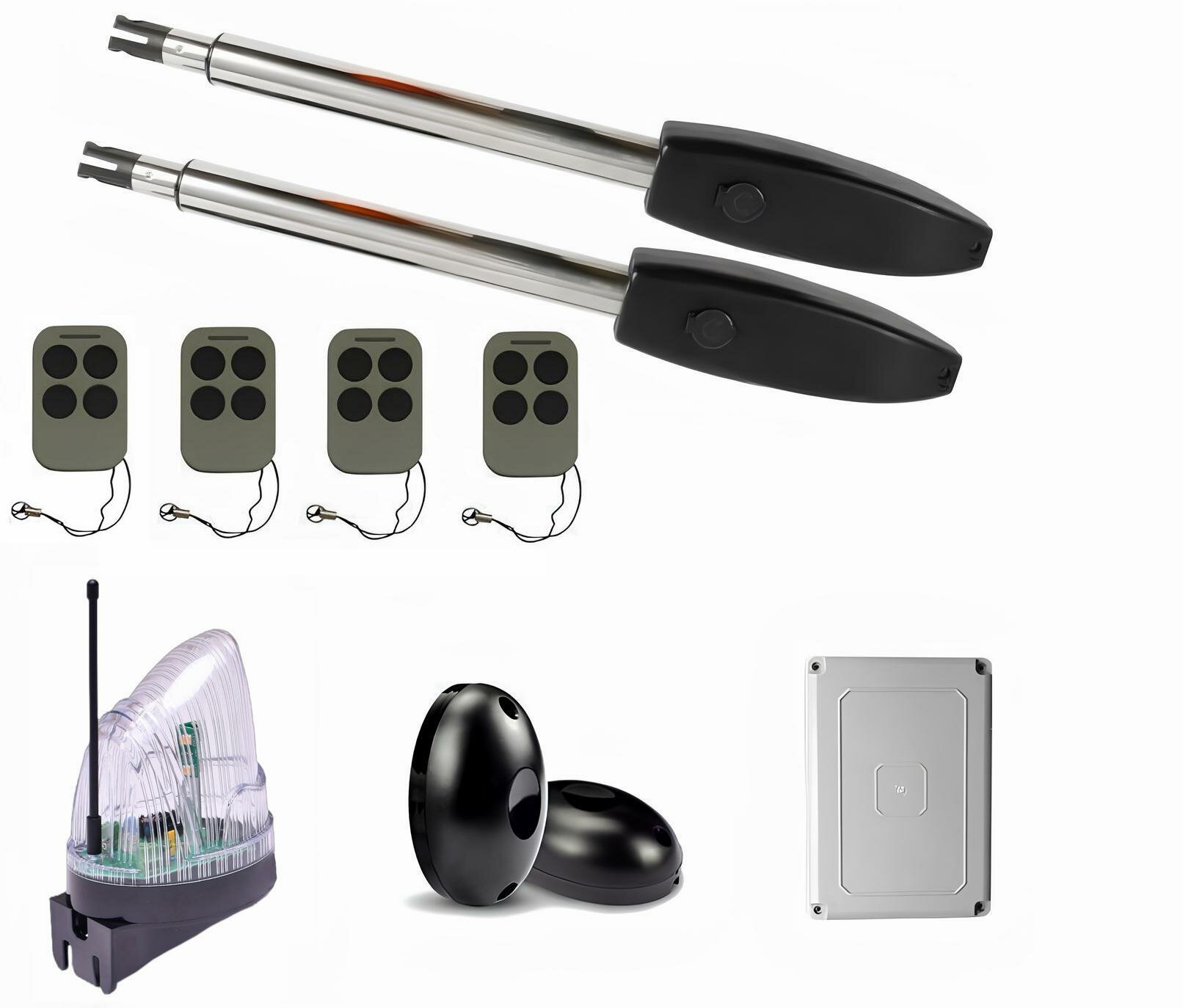 Автоматика для распашных ворот KSW-2500 FULL-T4-5K, комплект: 2 привода, блок управления, 4 пульта, фотоэлементы, лампа