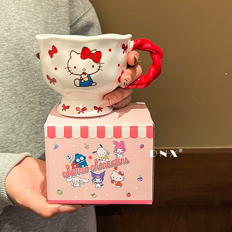 Кружка Sanrio, высокая керамическая чашка для воды, домашняя питьевая вода, офисная чашка, дорогая, симпатичная кофейная чашка для женщин