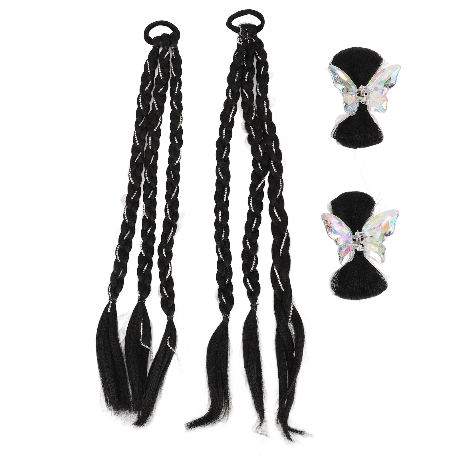 Мягкий парик с косами и бантами для бокса, реалистичный синтетический парик с косами для девочек и женщин, черный