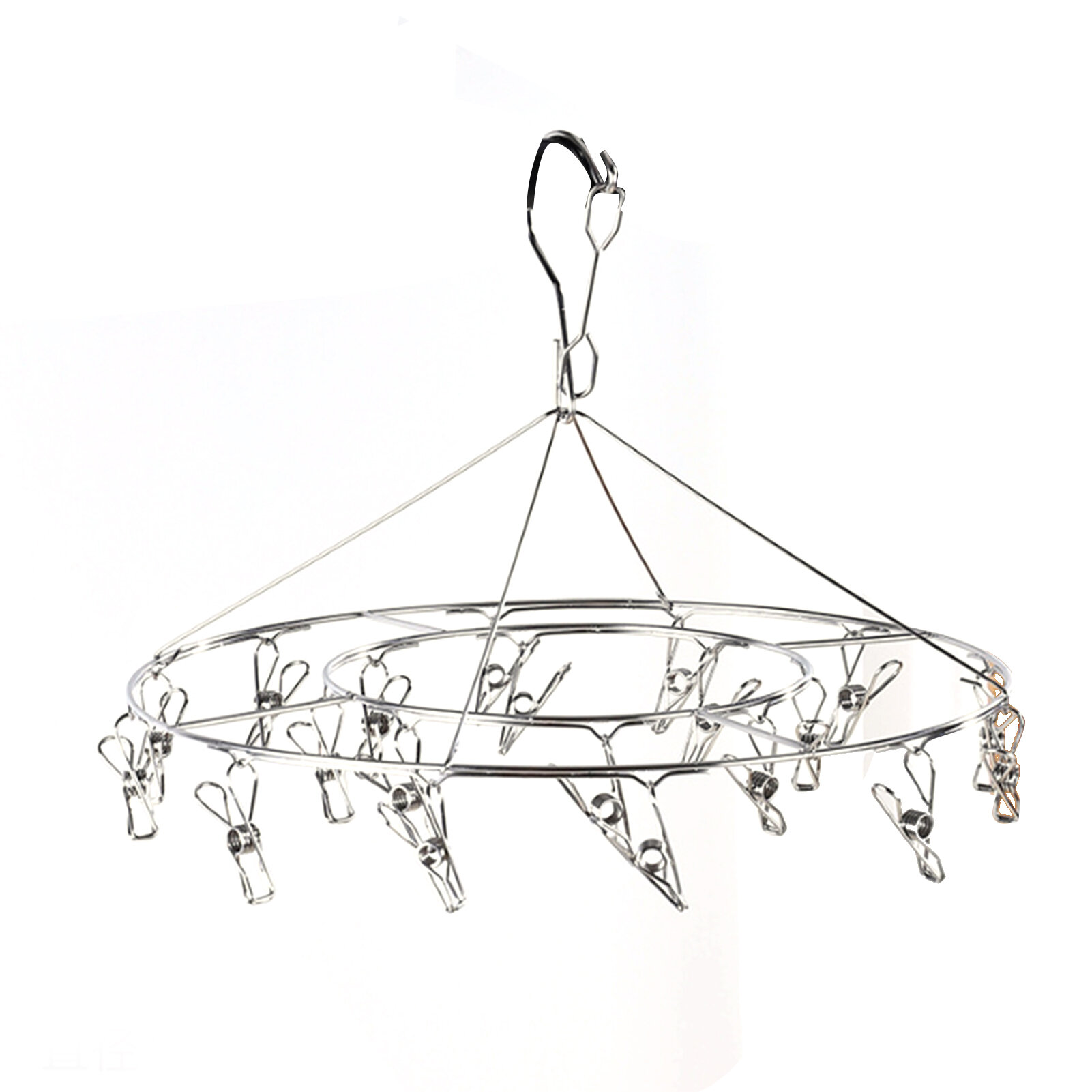 Вешалка для сушки одежды из нержавеющей стали с несколькими зажимами, подвесная стойка для белья (нижнего белья, носков, шапок) без петель, круглая.