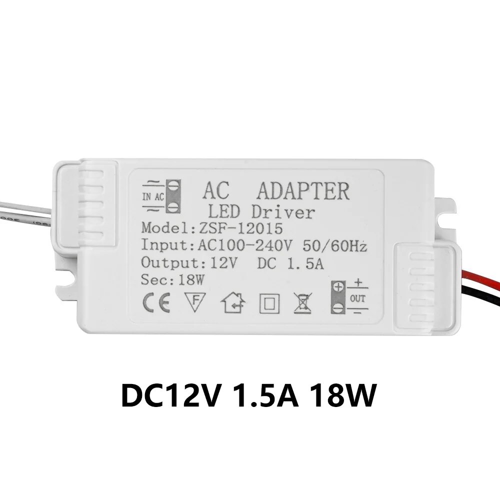 AC 100-240V to DC 12V Светодиодный драйвер Трансформатор освещения 6W 12W 18W 24W 36W 48W 60W Для Strip Home Improvement Блок питания Адаптер