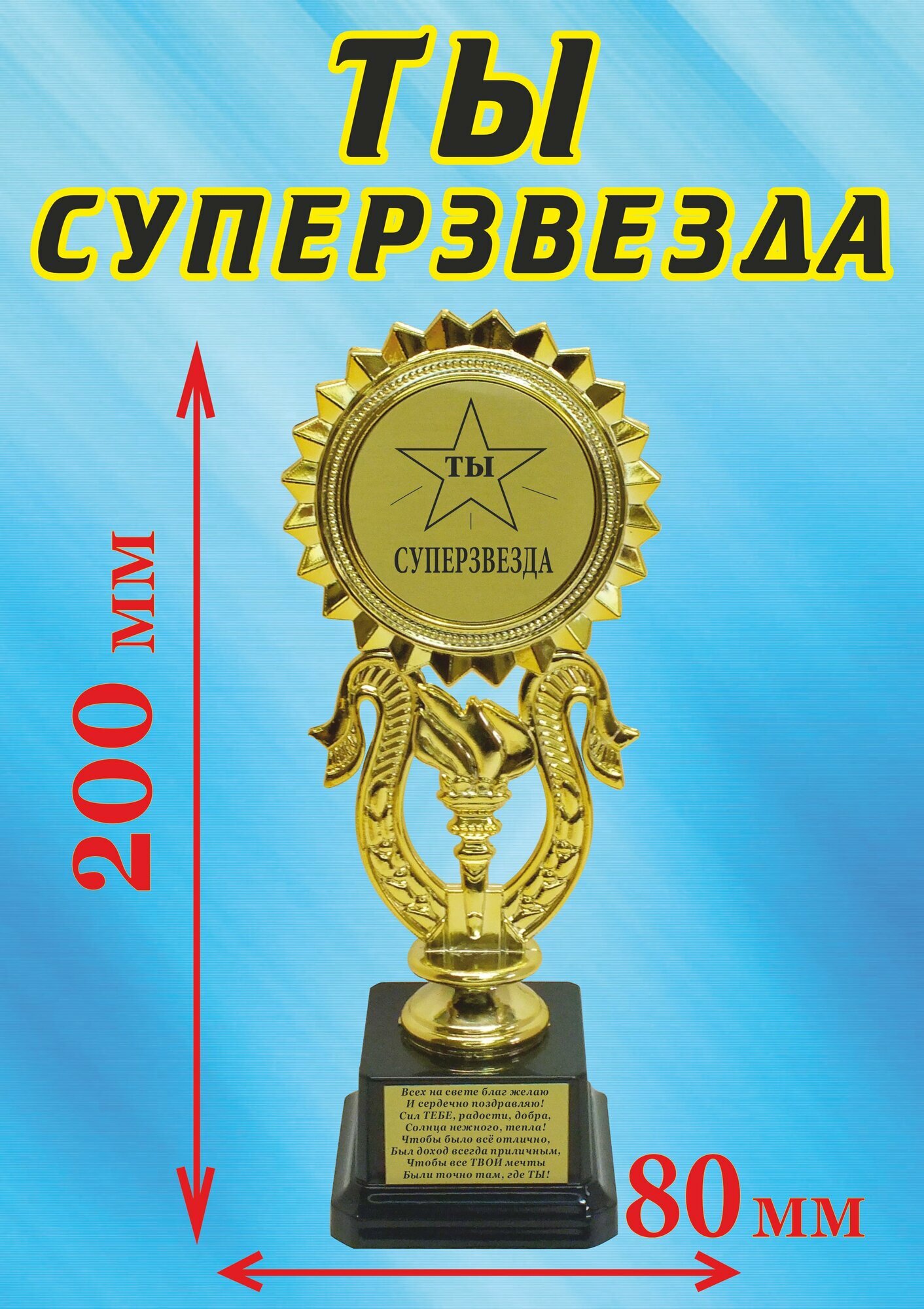 Кубок подарочный Факел " Ты супер звезда ".