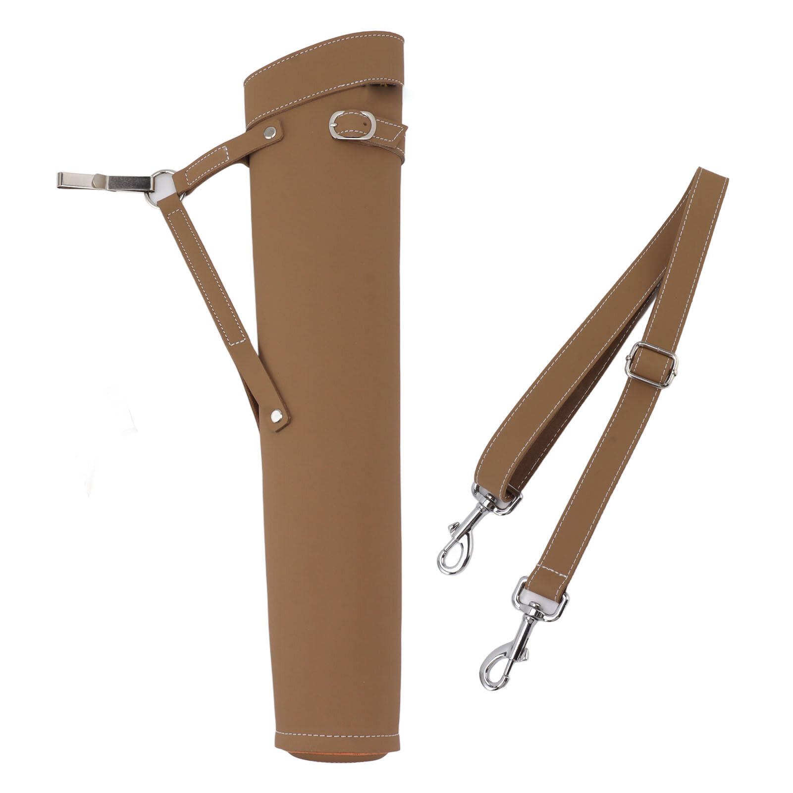 Чехол для стрел, вмещающий 20 стрел, вместительный, кожаный, с плечевым ремнем, коричневый.