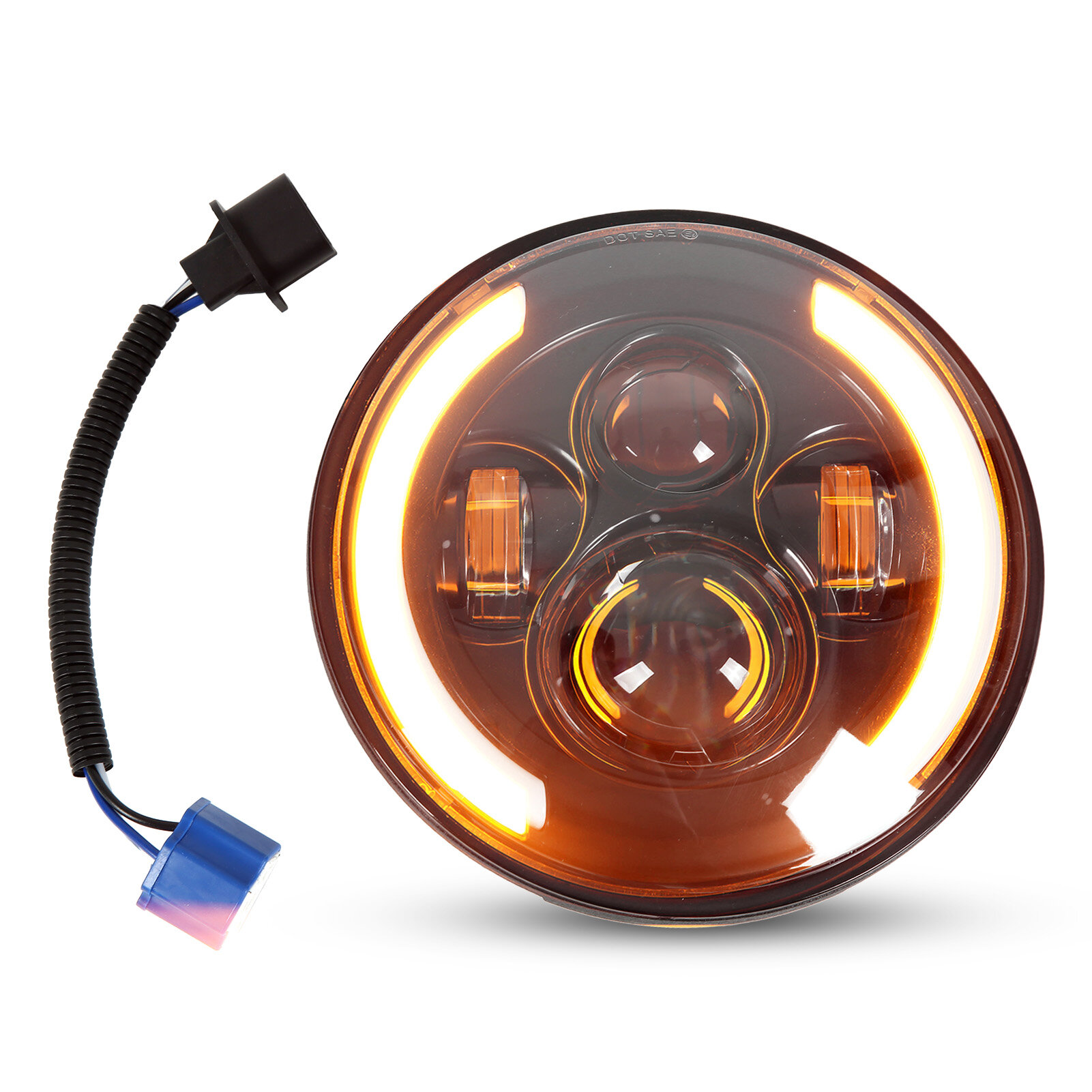 7-дюймовая светодиодная фара Halo, круглая, двухцветная, дневные ходовые огни, универсальная замена для Road Star VStar 650 Royal Star