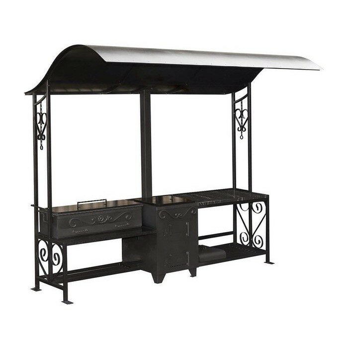 Мангал "Шеф-повар" с темным гранитным столом