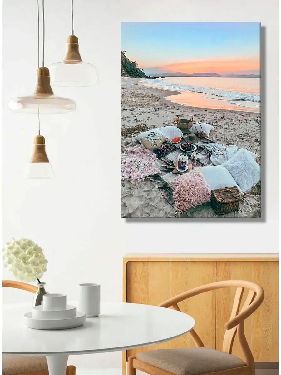 Картина "Пикник на берегу моря", на стену 30х40см 1шт.