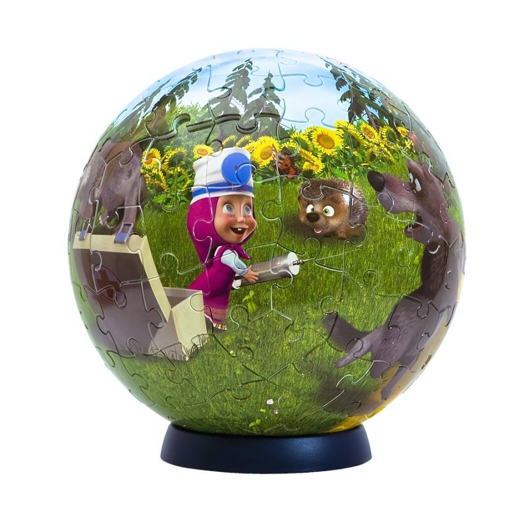 Пазл-шар 108 элементов «Маша и Медведь», диаметр 14см, пластик