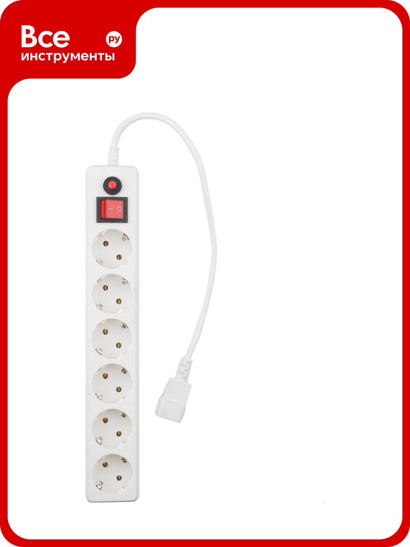 Сетевой фильтр Гарнизон для подключения к ИБП 6р, 10А, 0.5м, ур. защиты 4, белый, коробка, для подключения к ибп 6р