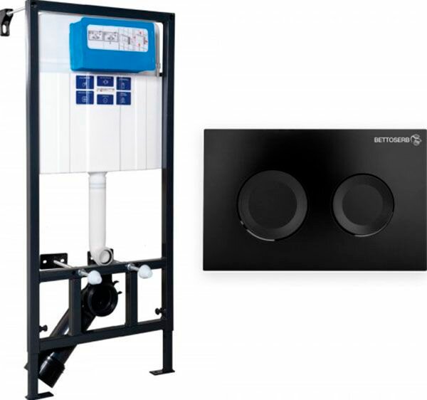 Инсталляция для унитаза Pestan Sava Fix Slim SET40006467 с клавишей смыва черный матовый