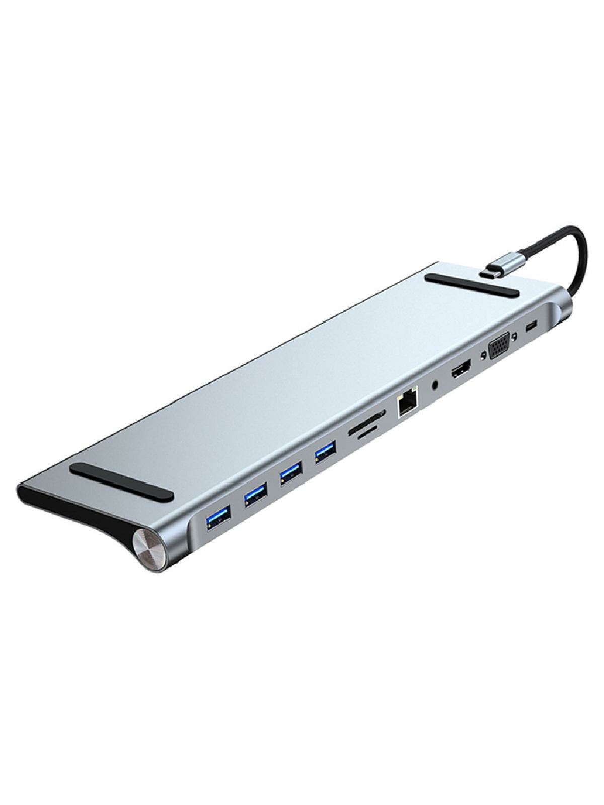 USB C 3.0 Dock HDMI-compatible VGA USB3.0 Adapter Hub, Type-C Rj45 SD TF Reader Docking Station 11 Ports For Laptop