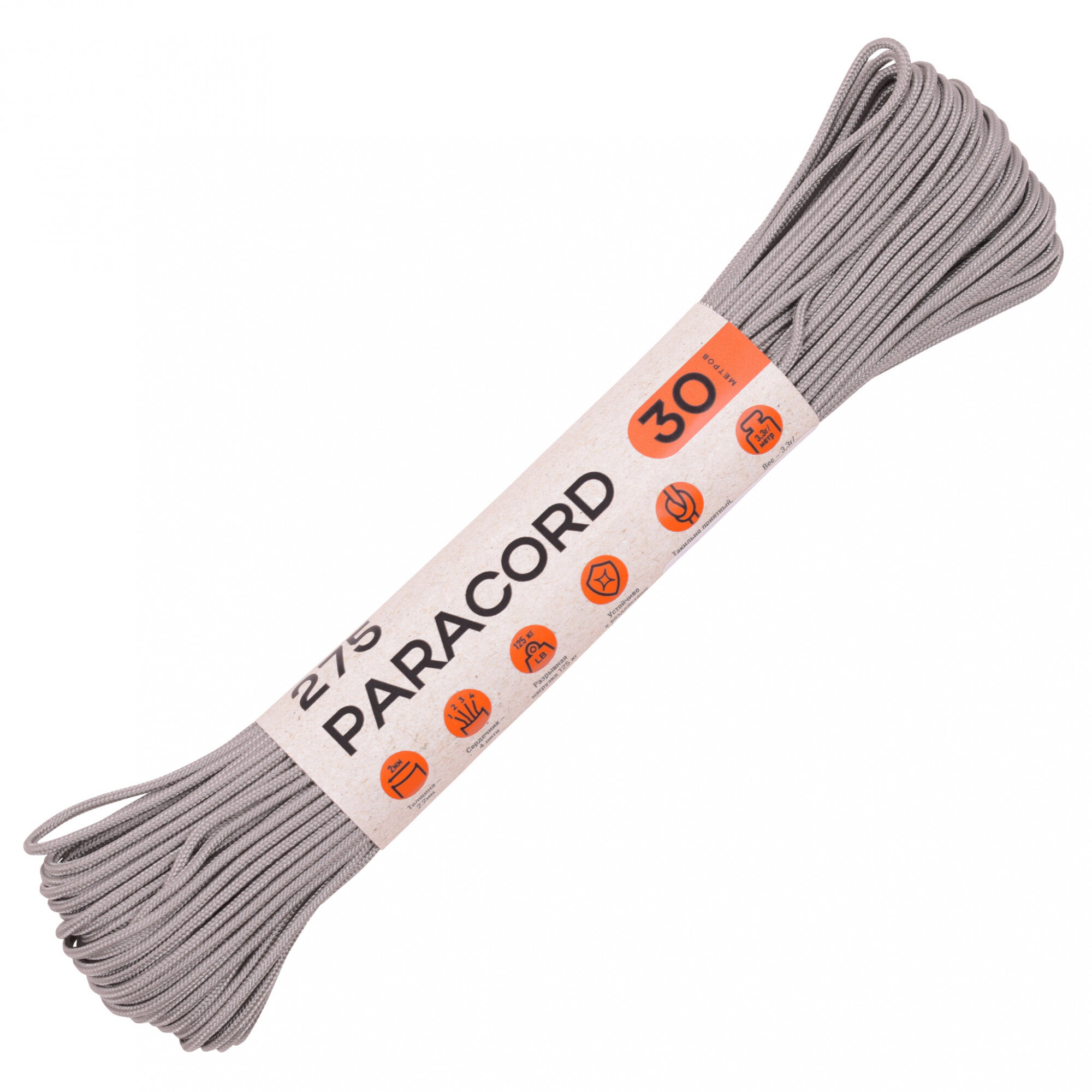 Паракорд 275 T-Gear x CORD nylon 30 метров (расцветка - Grey)